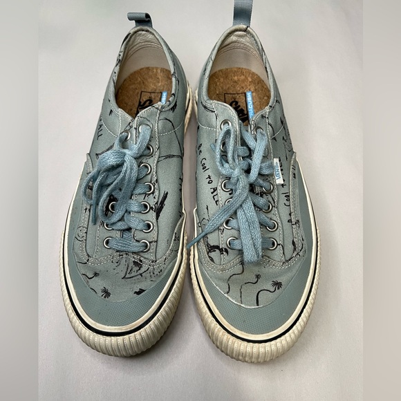 Vans | Shoes | Vans Sky Blue Sneakers With Black Graphics | Poshmark